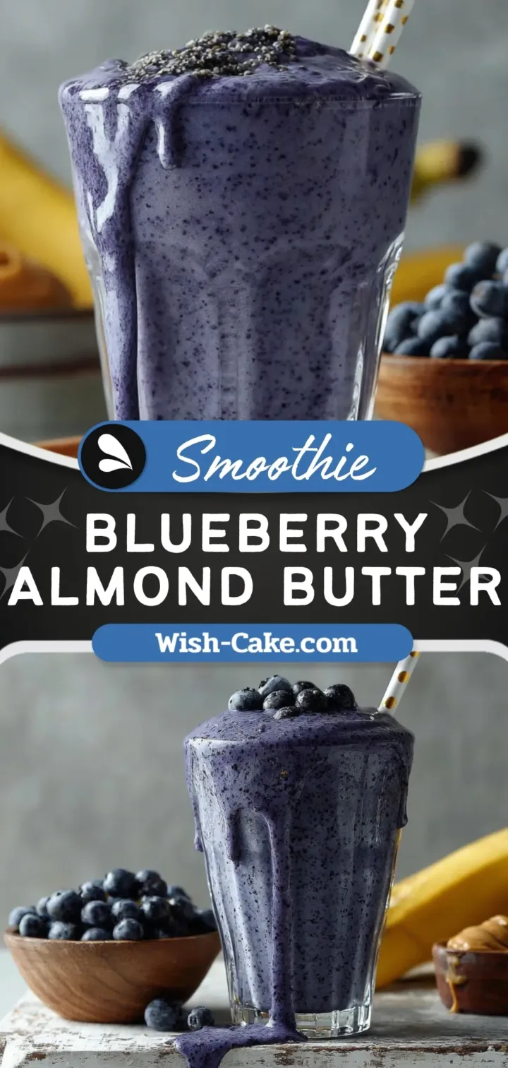 Blueberry Almond Butter Smoothie Powerful Boost - Wish-Cake.com