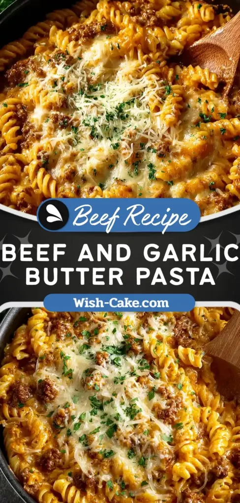 One-Pot Creamy Beef and Garlic Butter Pasta Easy - Wish-Cake.com